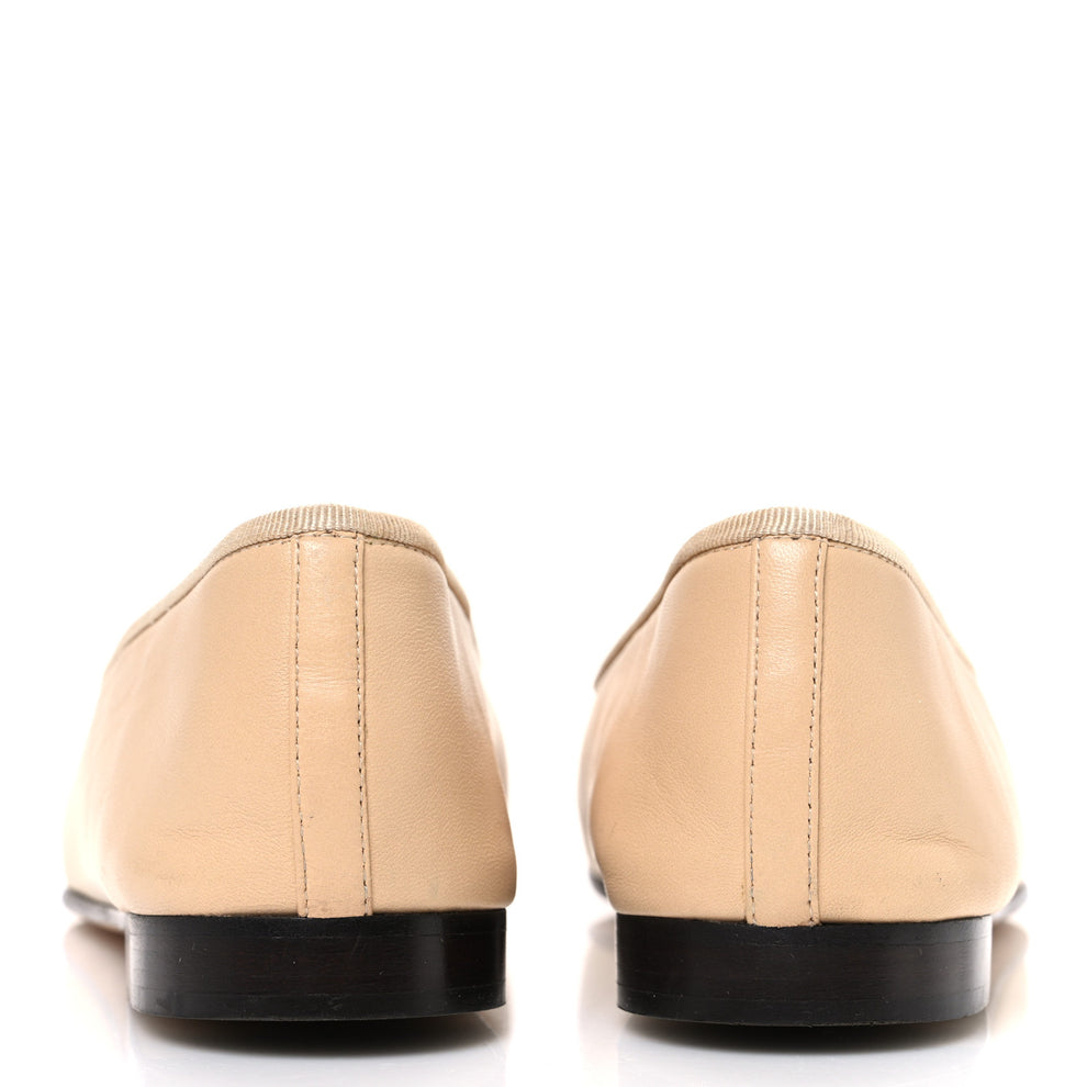 Chanel Lambskin Cap Toe CC Ballerina Flats 40.5 Beige Black 1795674 ...