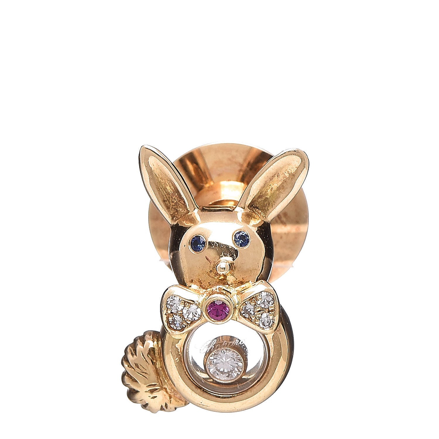 Chopard 18K Yellow Gold Diamond Ruby Sapphire Rabbit Tie Tack 364130 ...