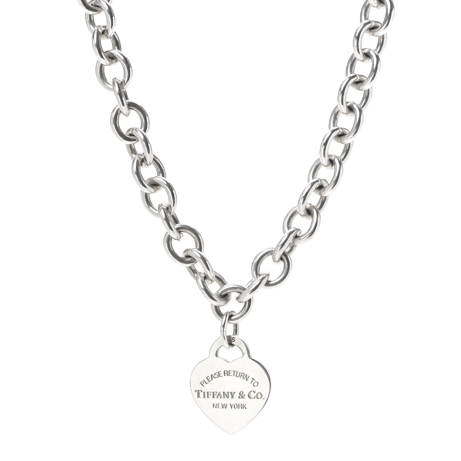 Tiffany Sterling Silver Return to Heart Tag Pendant Necklace 655378 ...