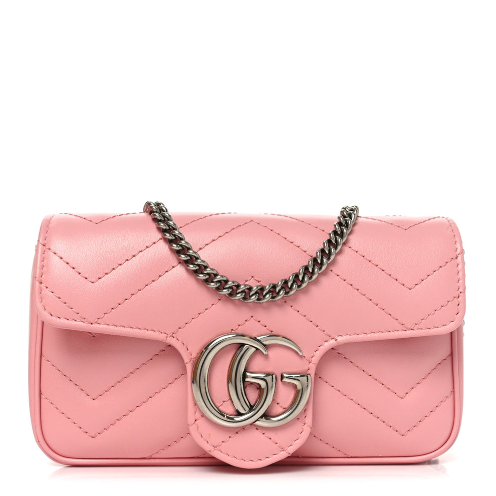 Gucci Calfskin Matelasse Super Mini GG Marmont Shoulder Bag Wild Rose ...