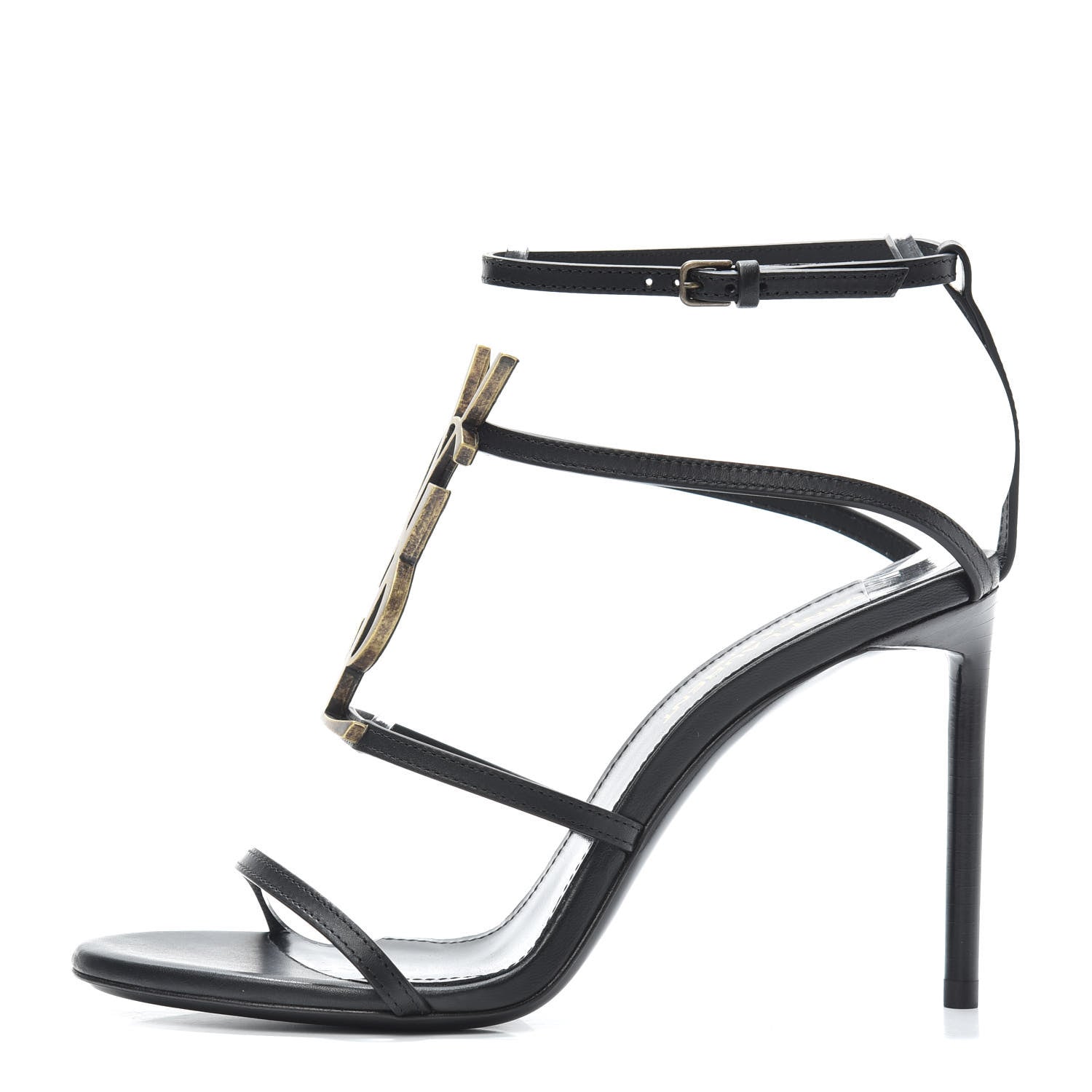 Saint Laurent Calfskin Cassandra 95 Sandals 36 Black 753465 – FASHIONPHILE