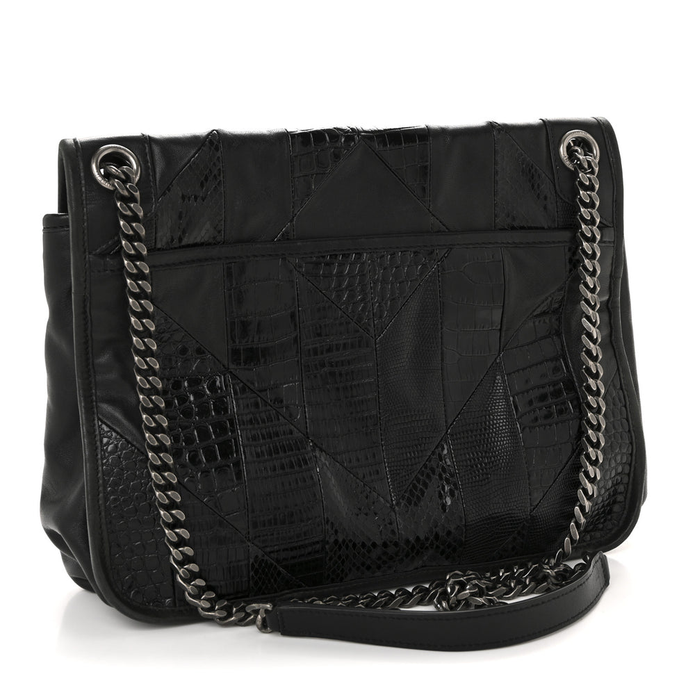 Saint Laurent Calfskin Ayers Patchwork Monogram Medium Niki Chain ...