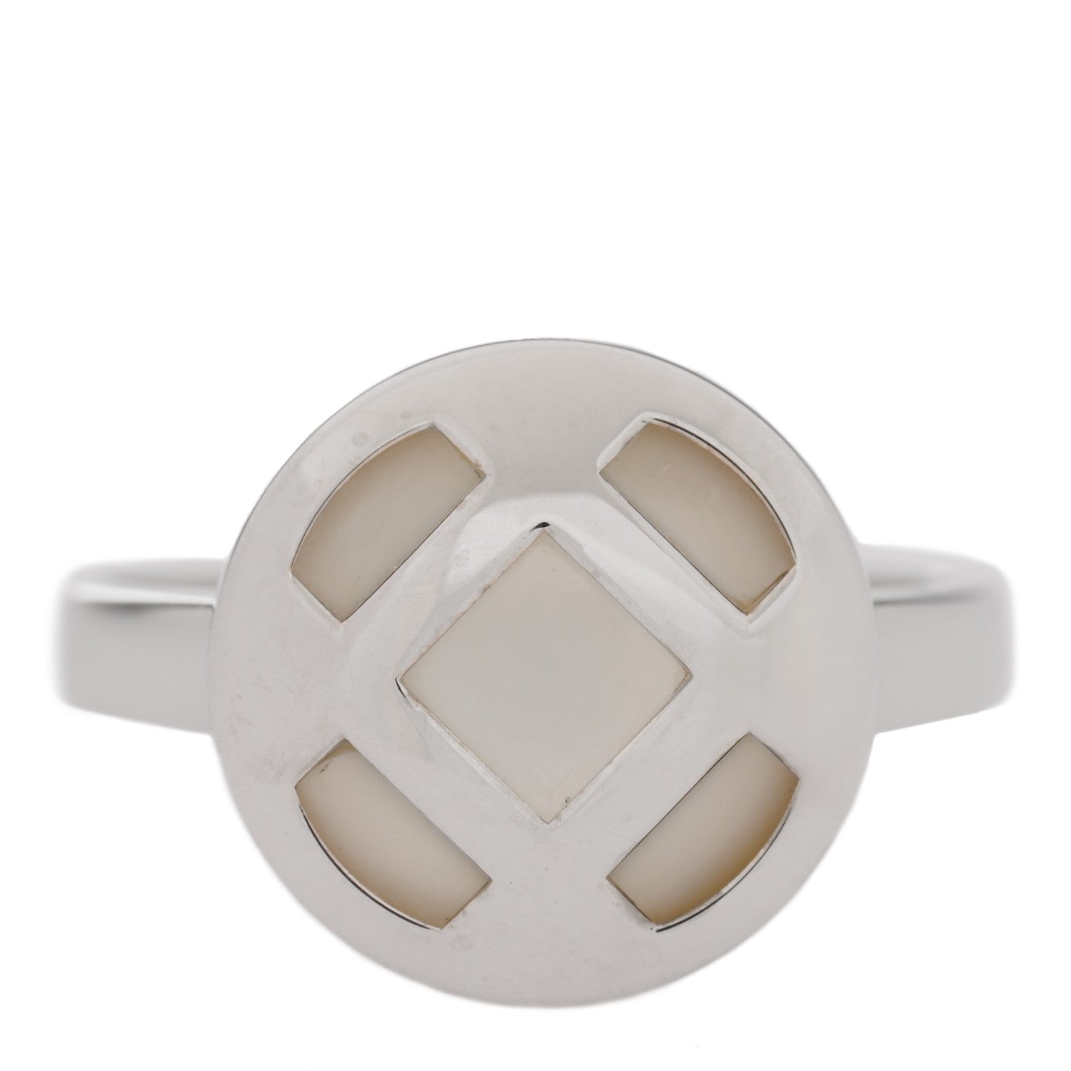 Cartier 18K White Gold Mother of Pearl Pasha Ring 48 4.5 1212620 ...