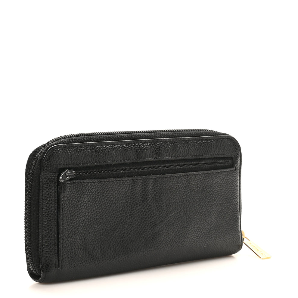 Chanel Caviar CC Timeless Large Zip Around Wallet Black 1793244 ...
