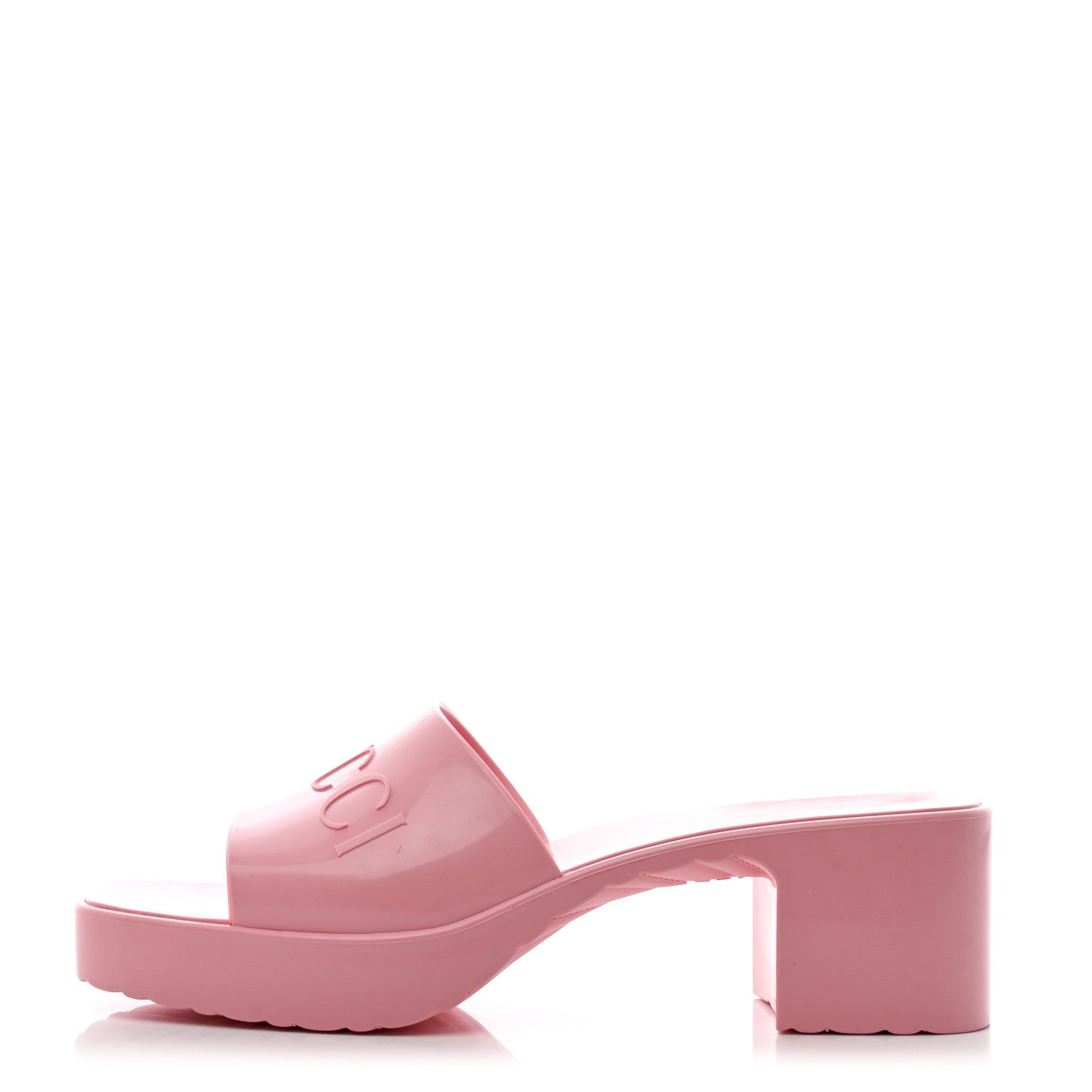 Gucci Rubber Gucci Logo Womens Platform 20/60mm Slide Sandals 39 Wild ...