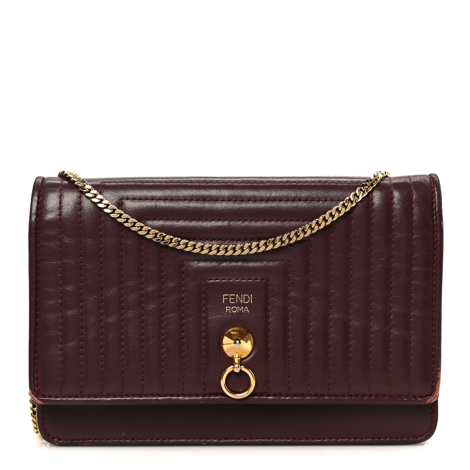 Fendi Shiny Nappa Trapuntata Dotcom Tube Wallet On Chain Bordeaux ...