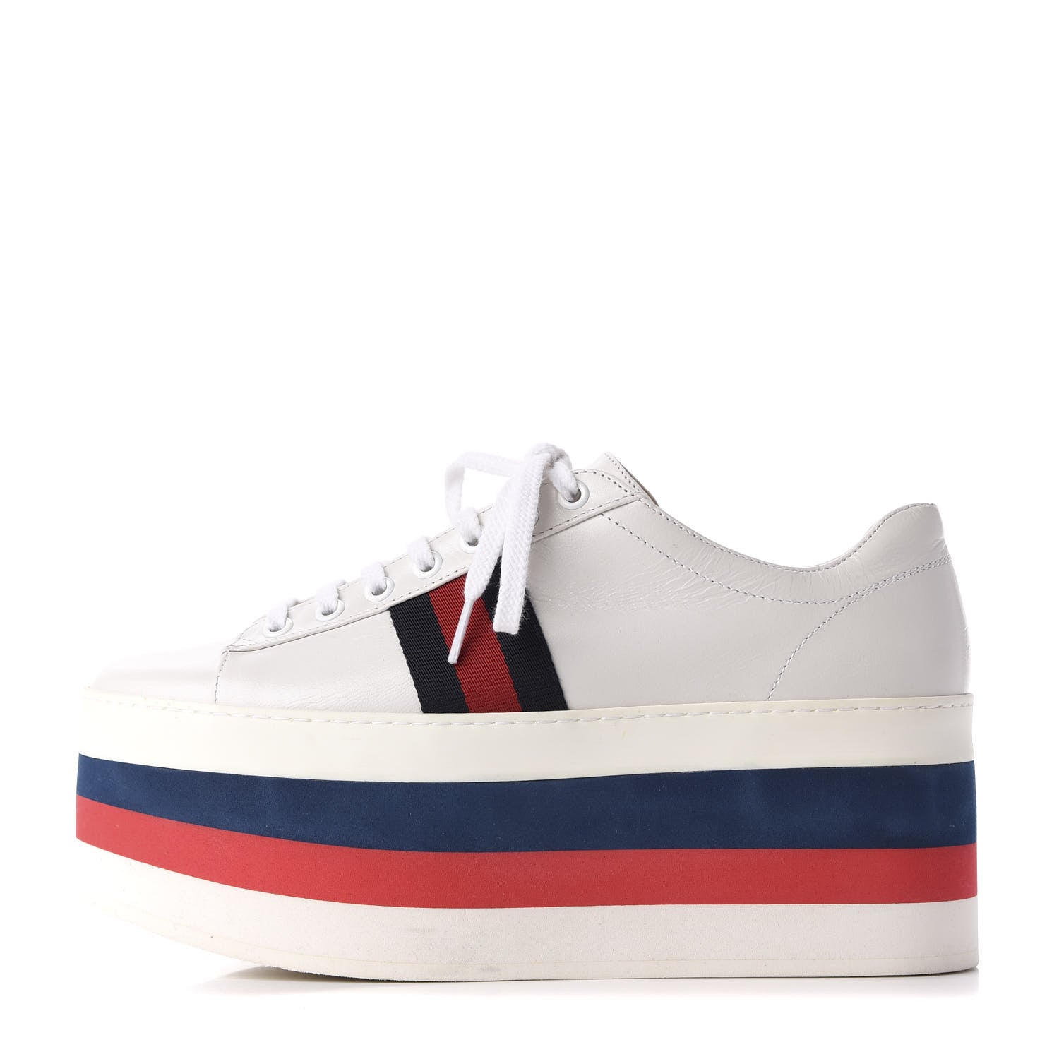 Gucci Calfskin Peggy Platform Sneakers 38 White 629488 – FASHIONPHILE