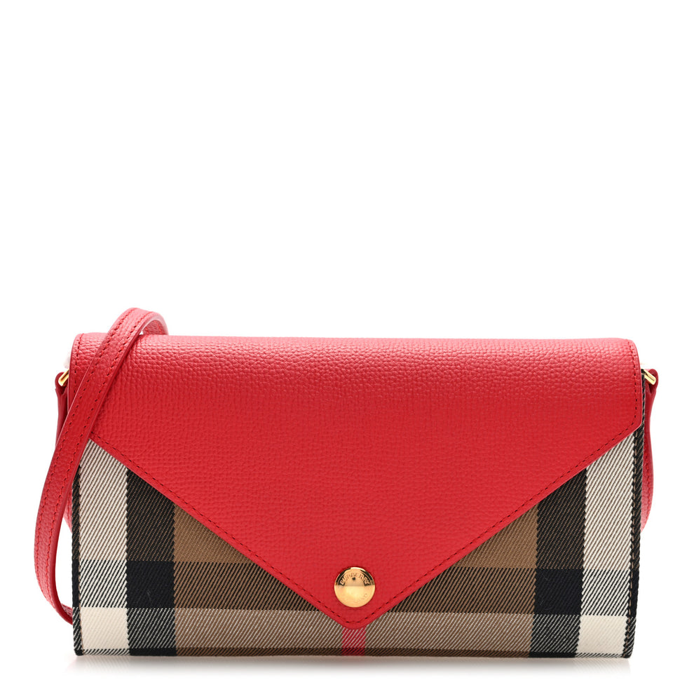 Burberry Calfskin House Check Hannah Wallet with Detachable Strap ...