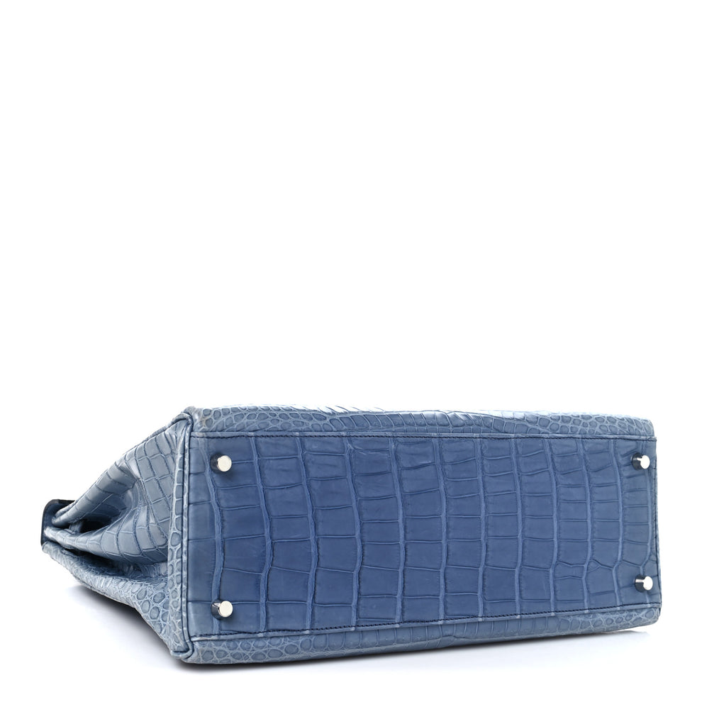 Hermes Matte Porosus Crocodile Kelly 35 Bleu Brighton 1777903 ...