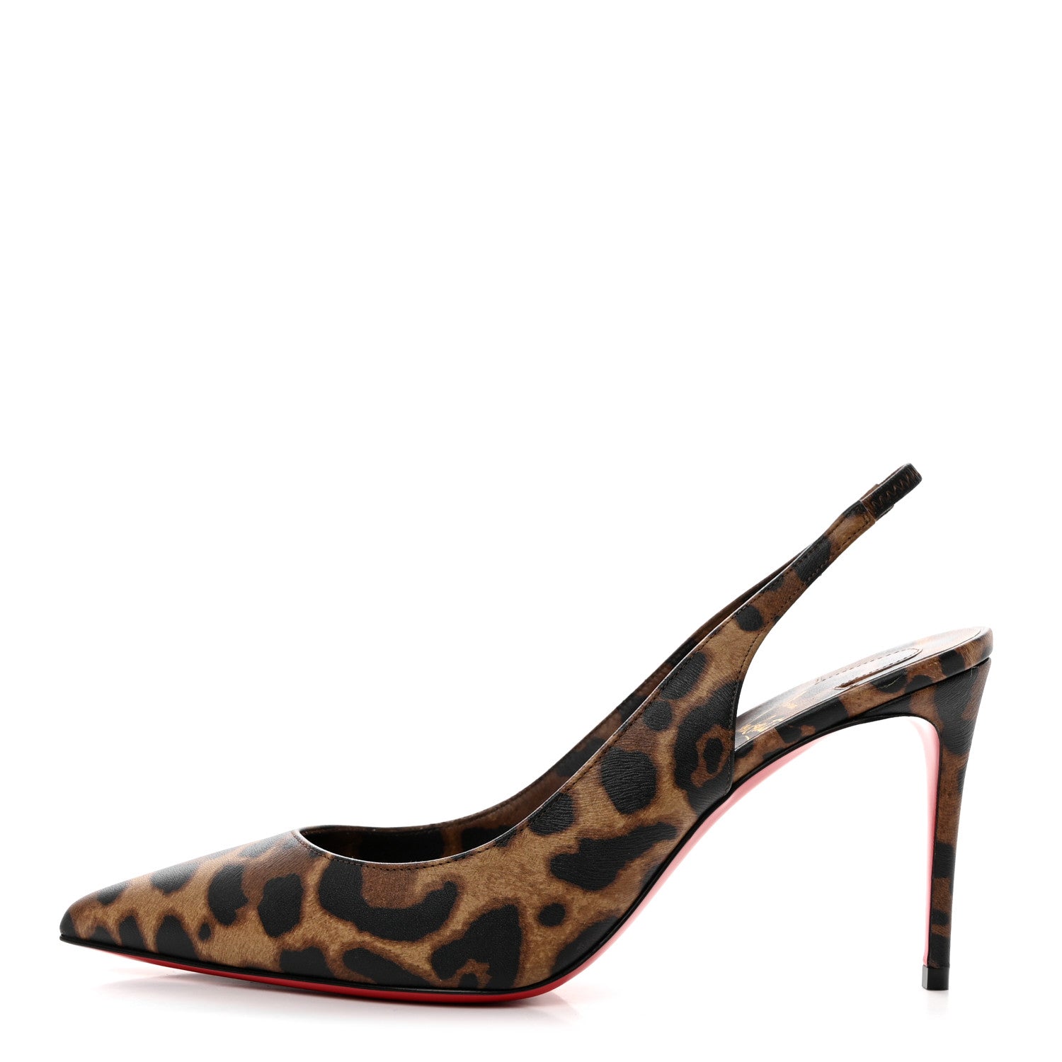 Christian Louboutin Calfskin Leopard Kate Slingback 85 Pumps 37.5 Brown ...