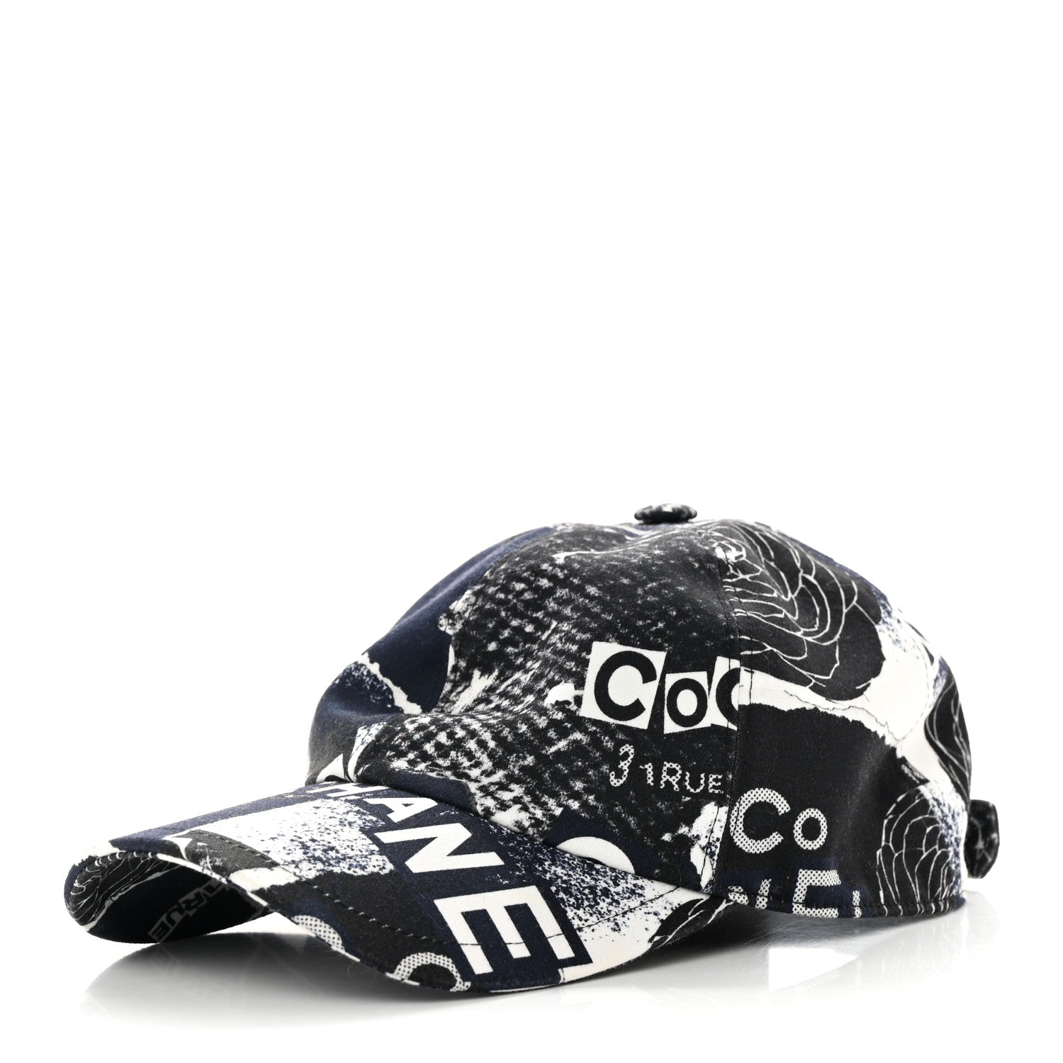 Chanel Cotton Coco Print Cap Hat Navy Black White 1322715 – FASHIONPHILE