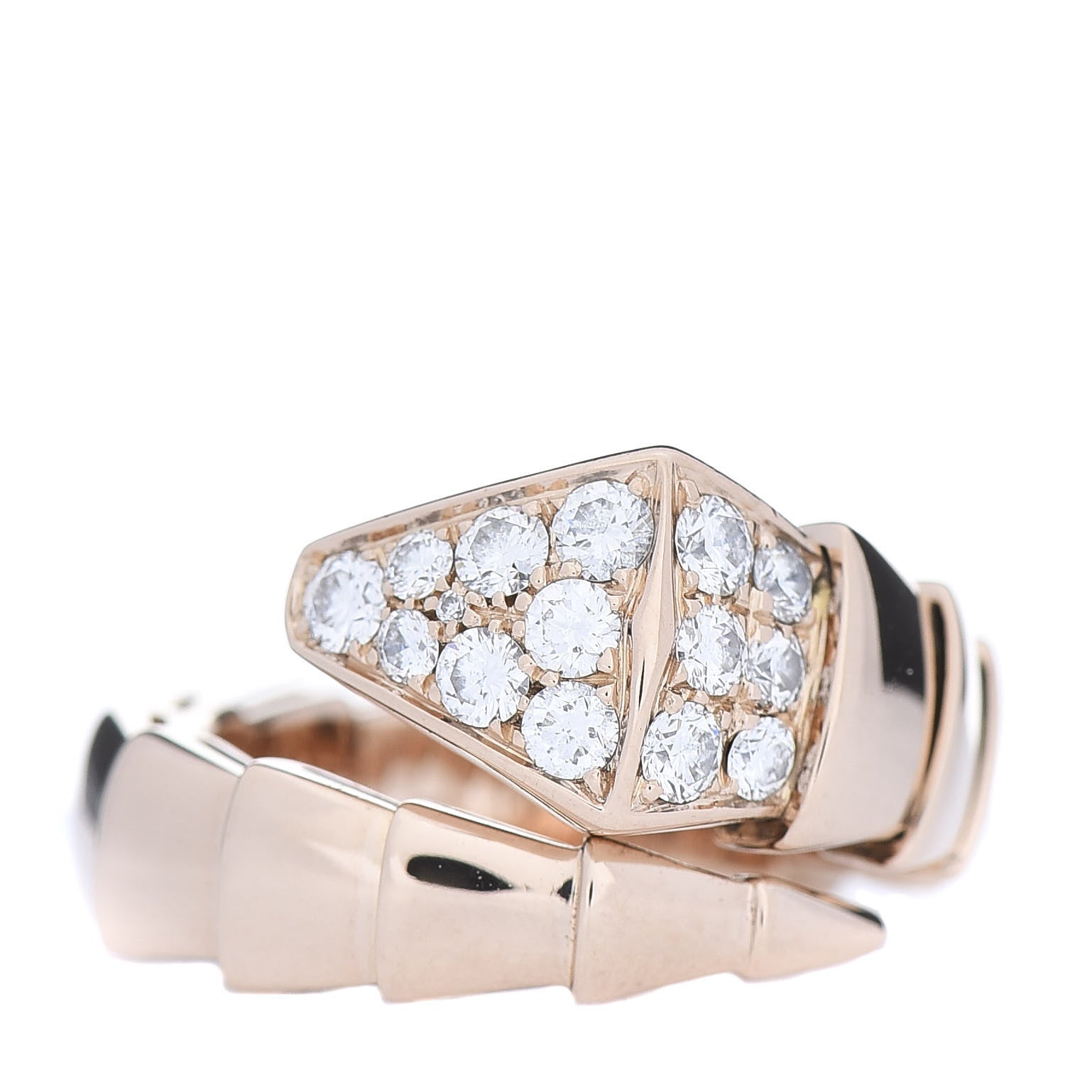 Bulgari 18K Rose Gold Diamond Serpenti Viper Ring S 648844 – FASHIONPHILE
