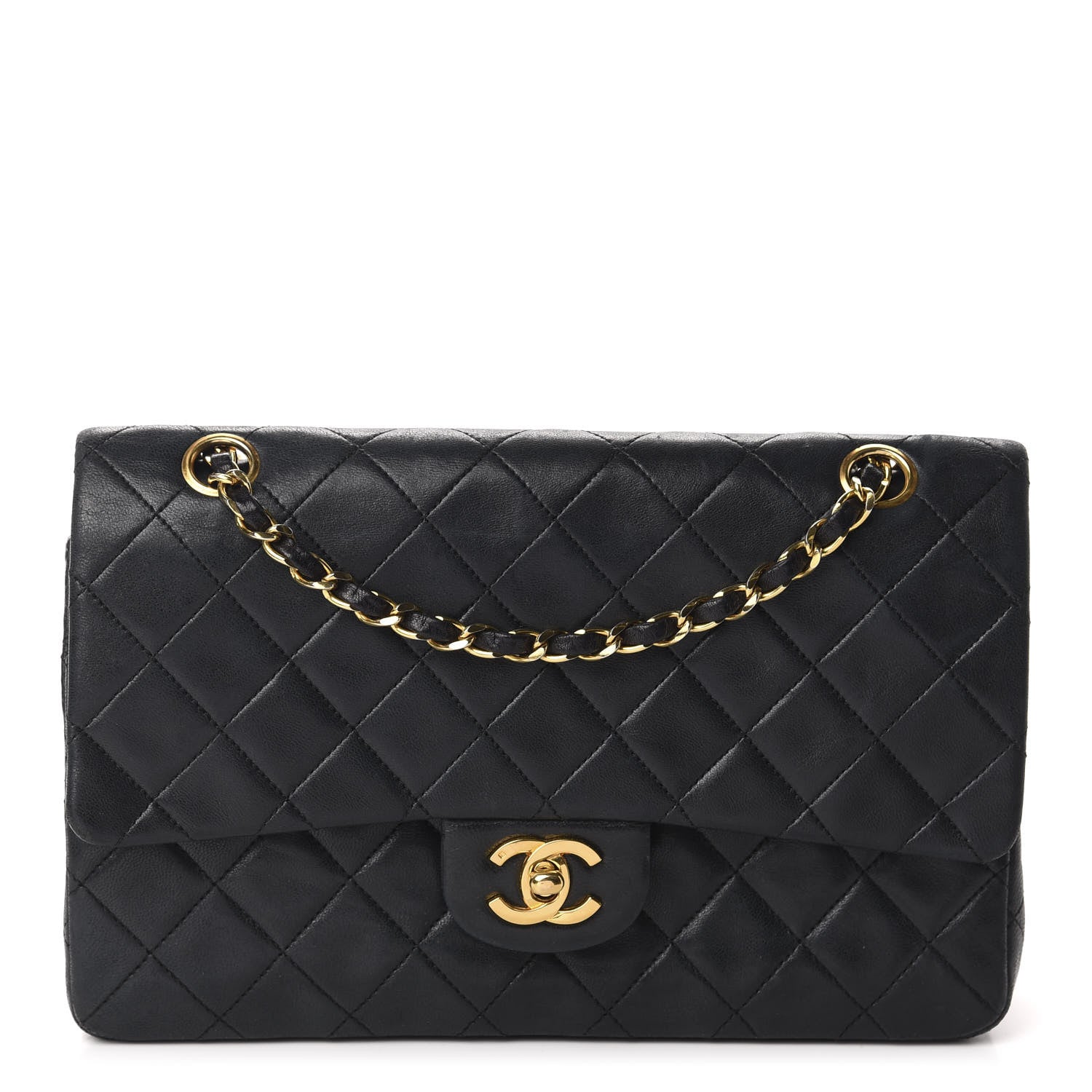 Chanel Lambskin Quilted Medium Double Flap Black 635278 – FASHIONPHILE