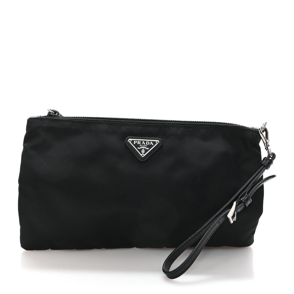 Prada Tessuto Nylon Saffiano Wristlet Black 1886010 – FASHIONPHILE