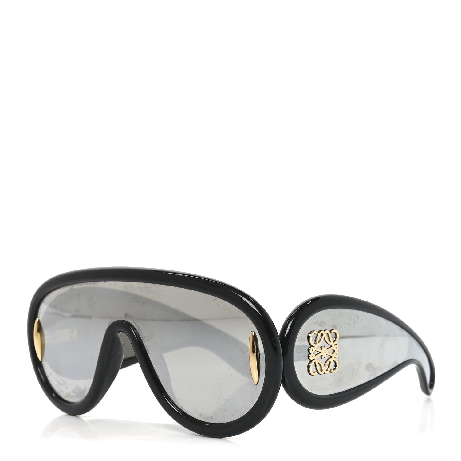 Loewe Acetate Mirrored Anagram Wave Mask Sunglasses LW40108I Black ...