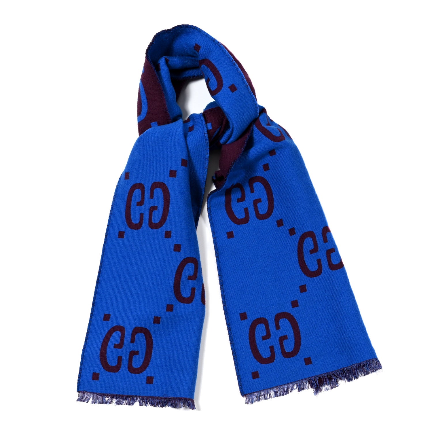 Gucci Silk Wool GG Freedom Monogram Scarf Lacquer Blue 1367621 ...