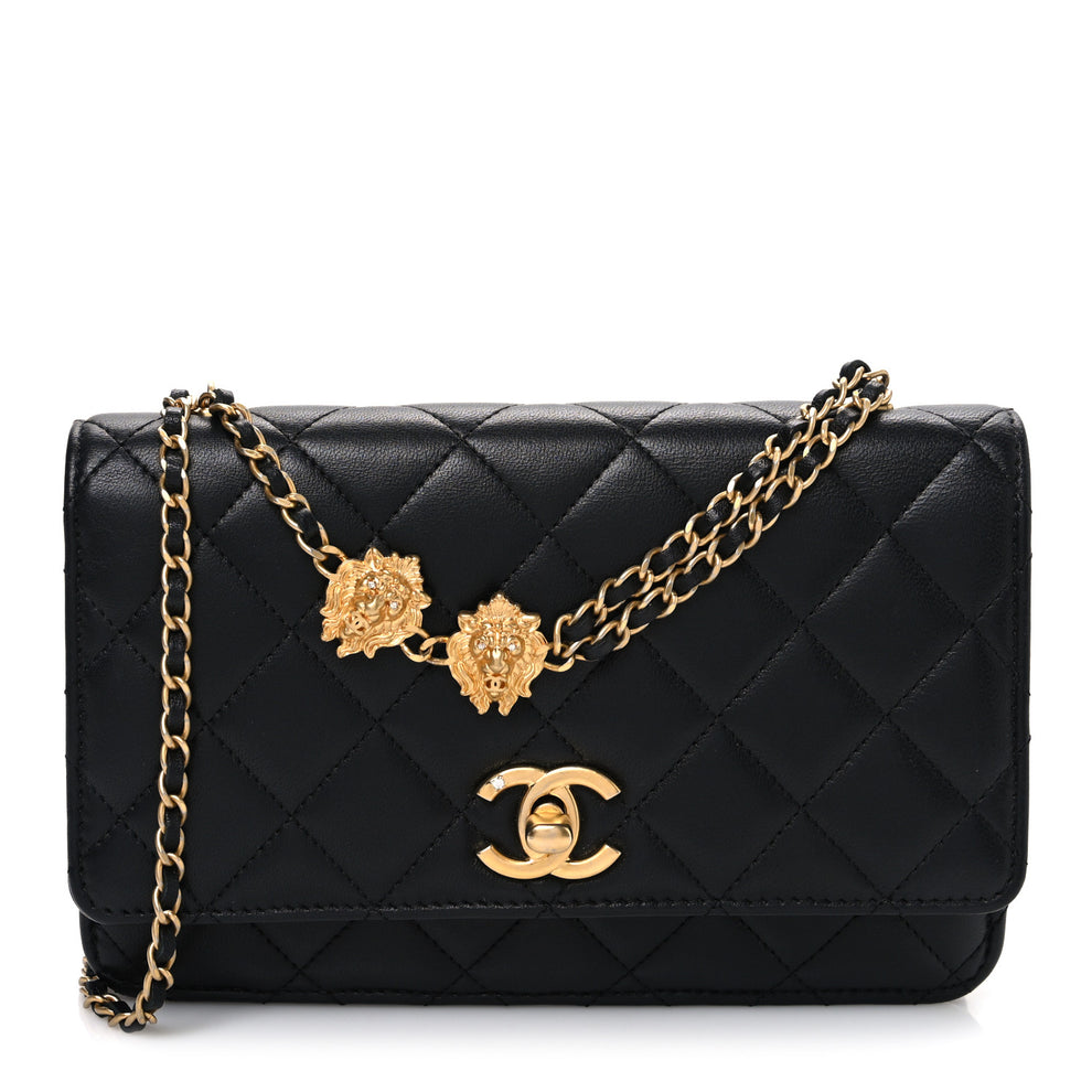 Chanel Lambskin Quilted Lion Motif Wallet On Chain WOC Black 1805665 ...