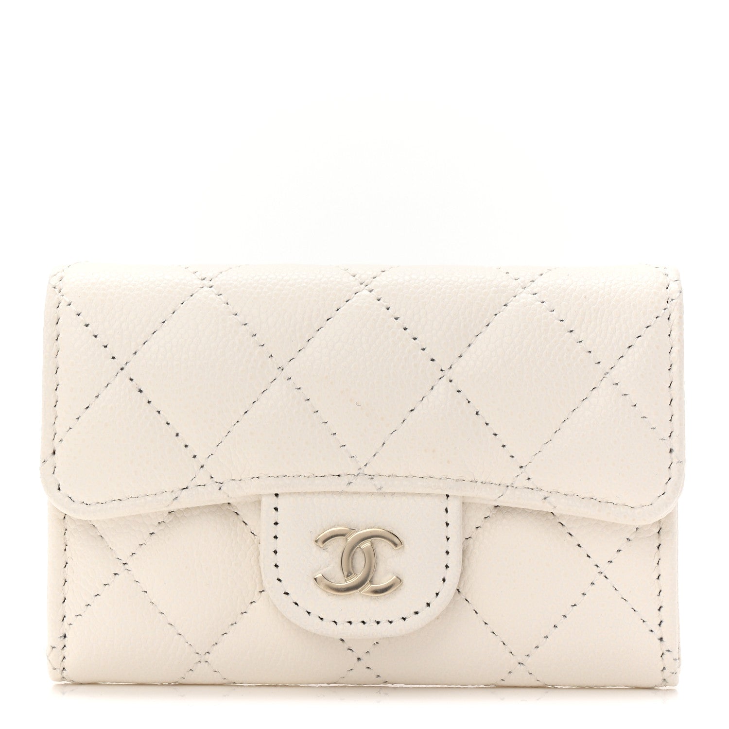 Chanel Caviar Quilted Flap Card Holder Wallet White 1774143 – FASHIONPHILE