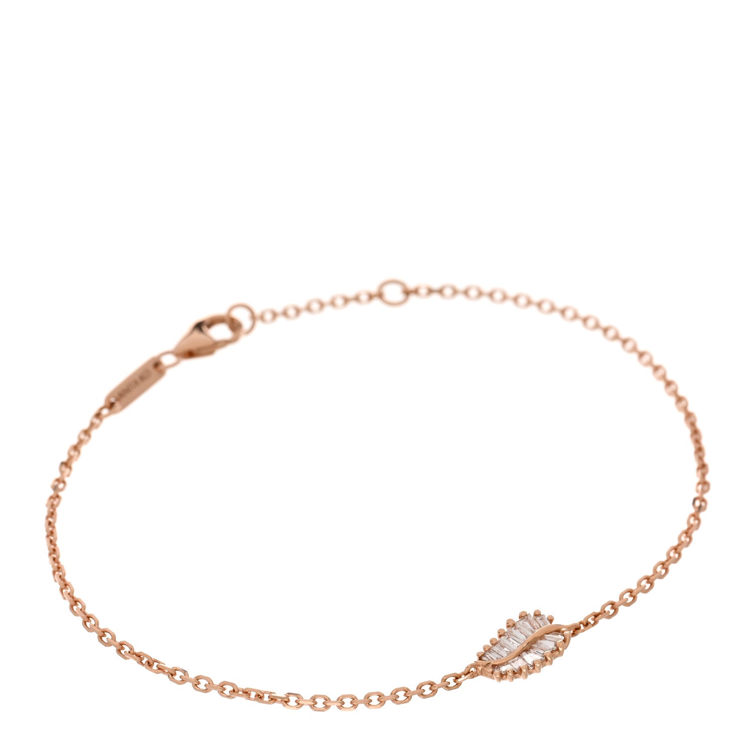 Anita Ko ANITA KO 18K Rose Gold Diamond Small Palm Leaf Chain Bracelet ...