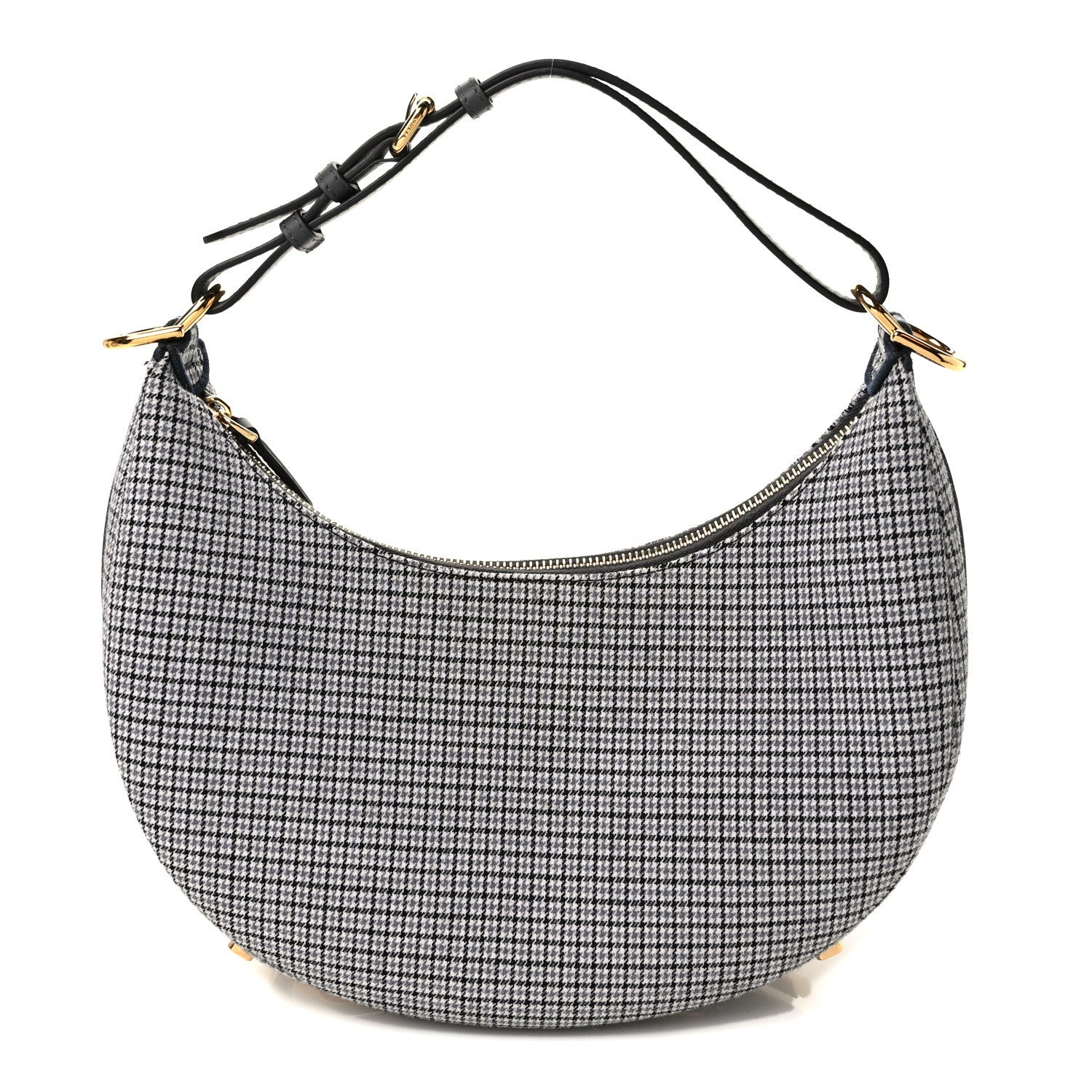 Fendi Wool Vitello Grace Small Houndstooth Small Fendigraphy Hobo Bag ...