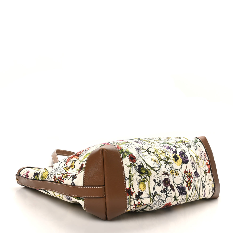 Gucci Canvas Flora Infinity Medium Craft Tote White Multicolor Acero ...