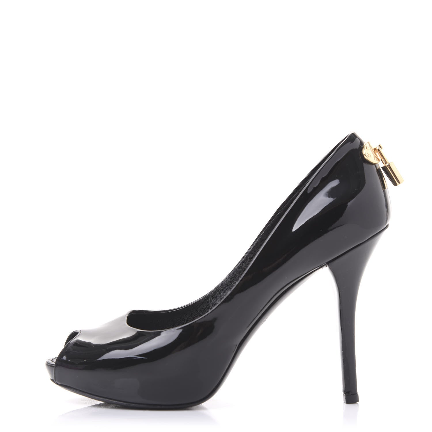 Louis Vuitton Patent Oh Really Peep Toe Pumps 36.5 Black 596564 ...