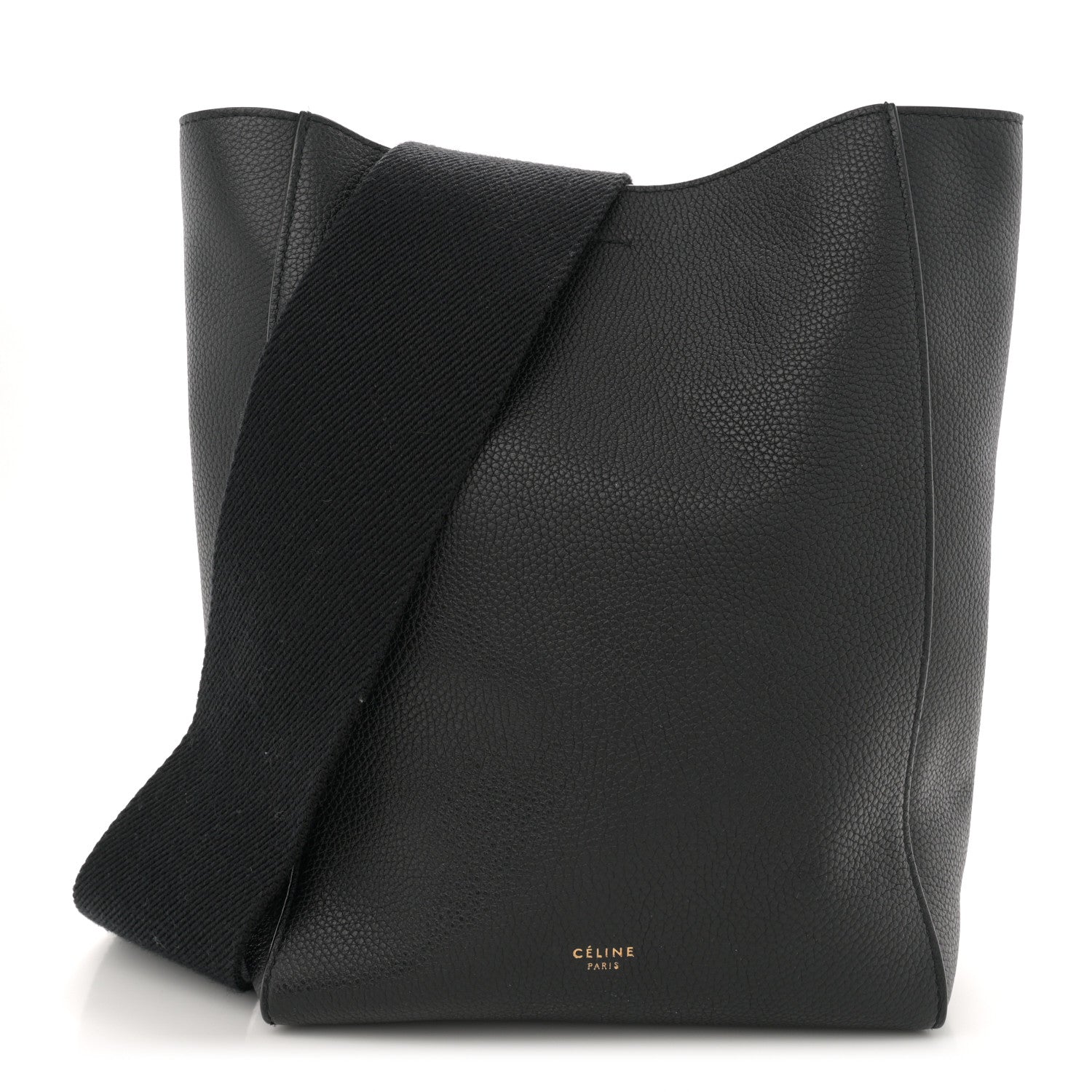 Celine Soft Grained Calfskin Small Sangle Bucket Bag Black 1697059 ...