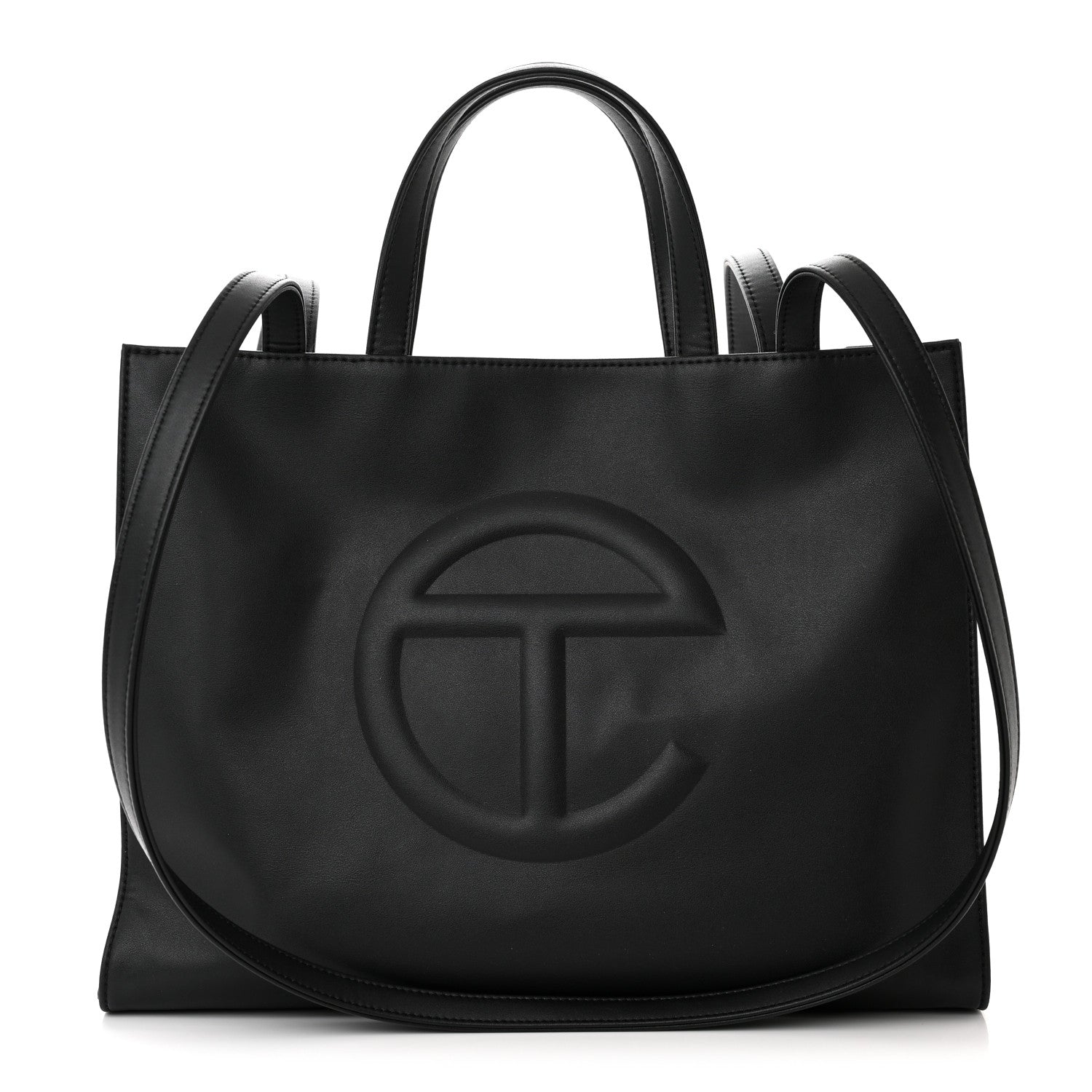 Telfar Vegan Leather Medium Shopping Bag Black 1404223 – FASHIONPHILE