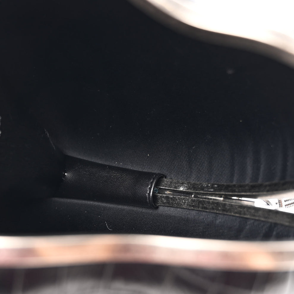 Saint Laurent Calfskin Crocodile Embossed Monogram Love Box Bag Black ...