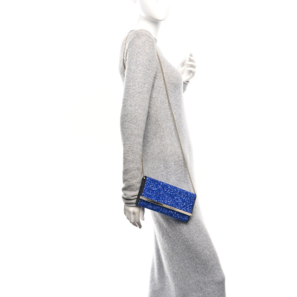 Jimmy Choo Glitter Milla Wallet on Chain Navy 1851272 – FASHIONPHILE