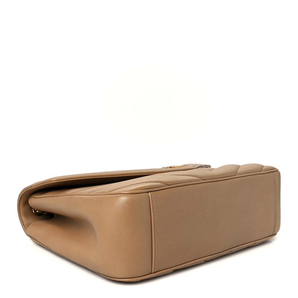 Saint Laurent Lambskin Chevron Quilted Large Loulou Natural Tan 1779343 ...