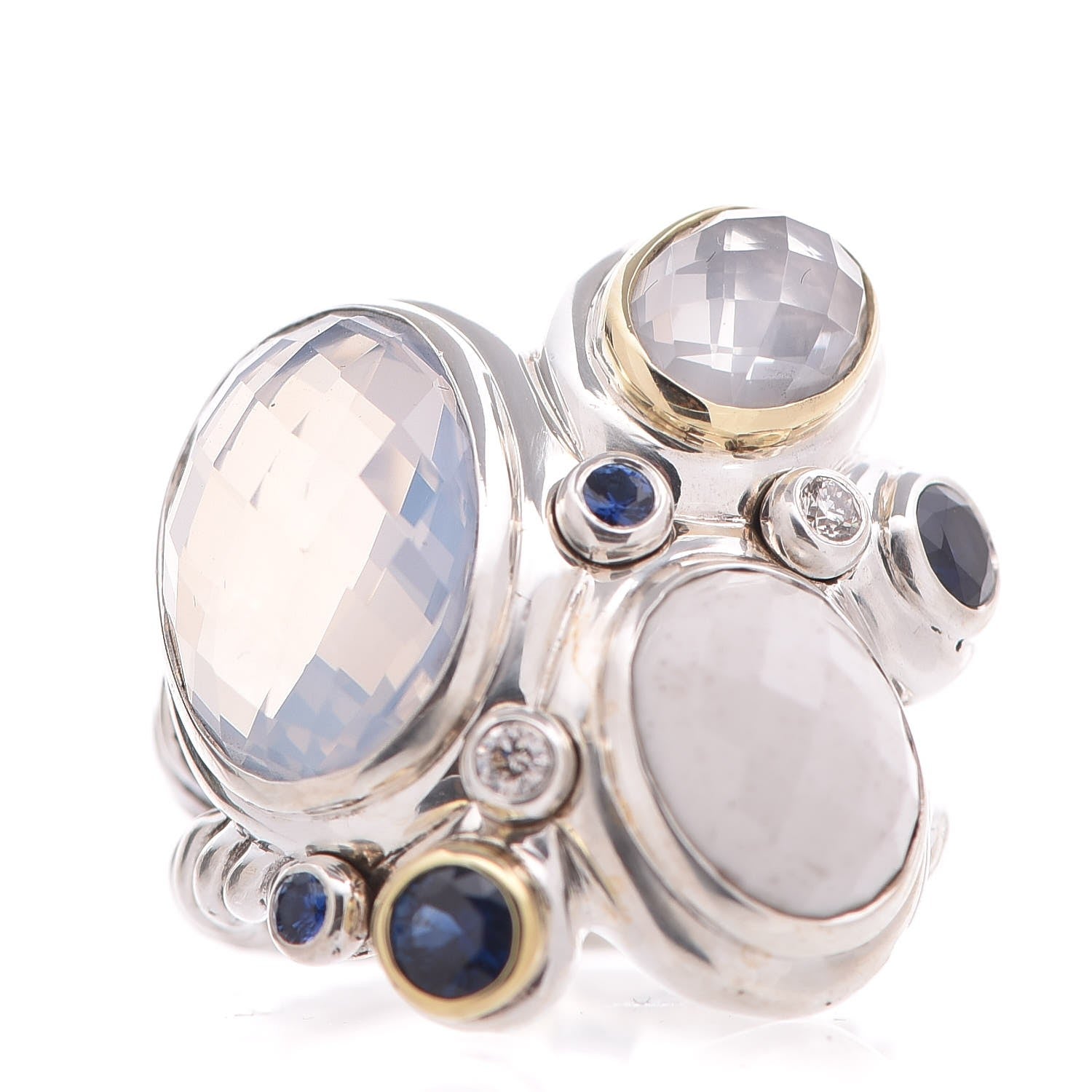 David Yurman Sterling Silver 18K Yellow Gold Diamond Sapphire Agate ...