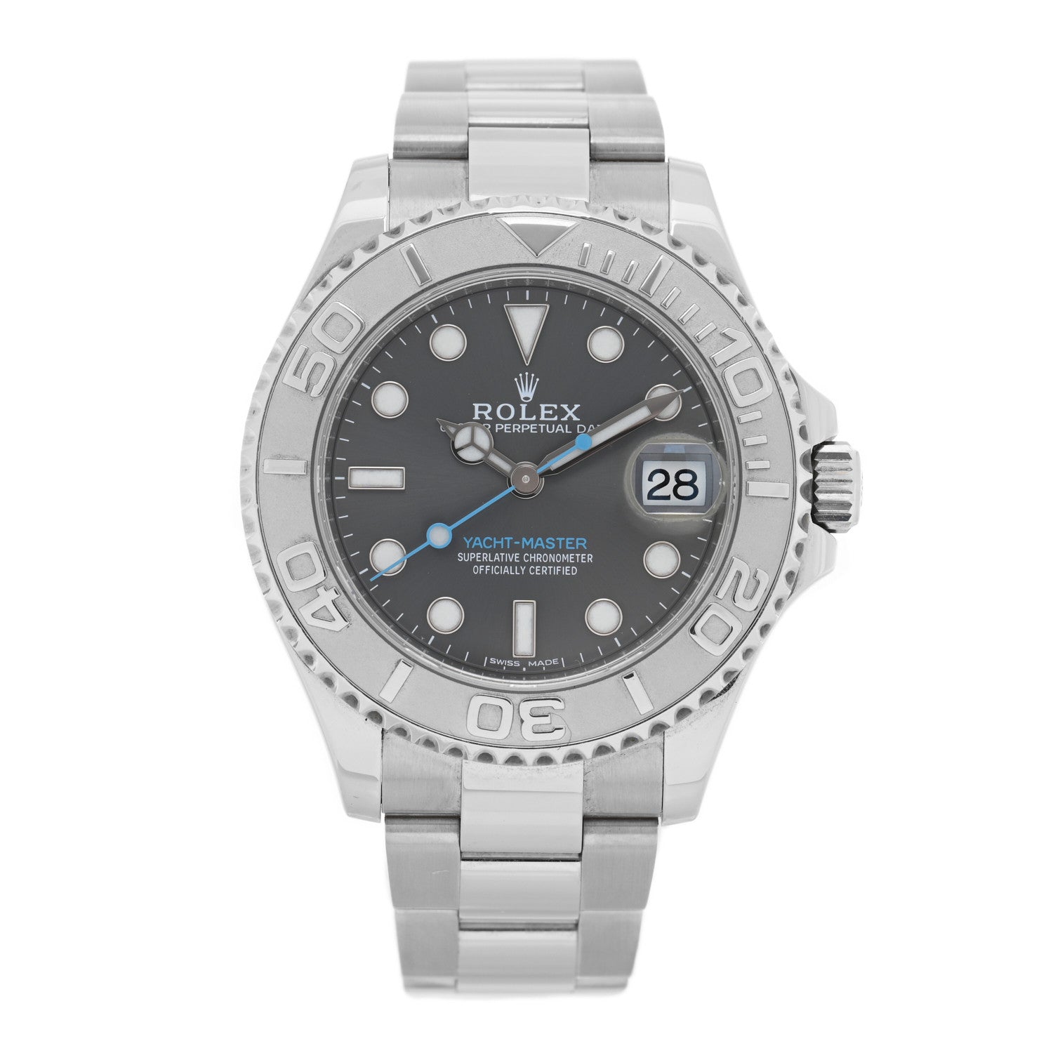 Rolex Stainless Steel Platinum 37mm Oyster Perpetual Date Yacht-Master ...