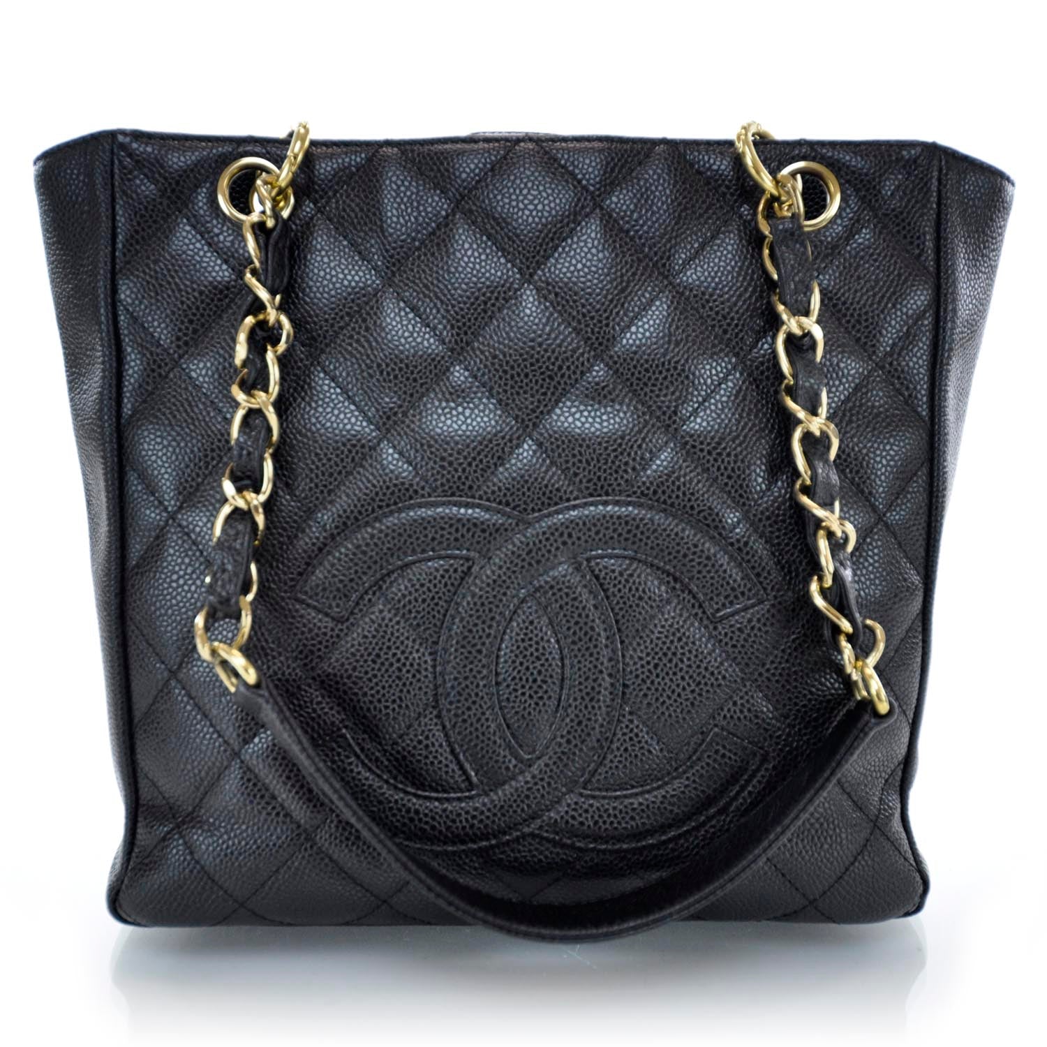 Chanel Caviar Petit Shopping Tote PST Black 31366 – FASHIONPHILE