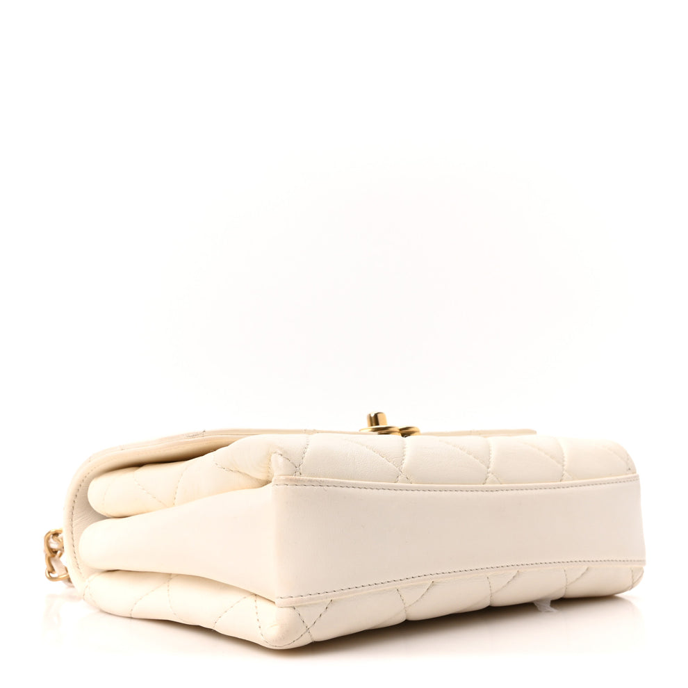 Chanel Lambskin Quilted Small CC Crystal Logo Chain Flap White 1764671 ...