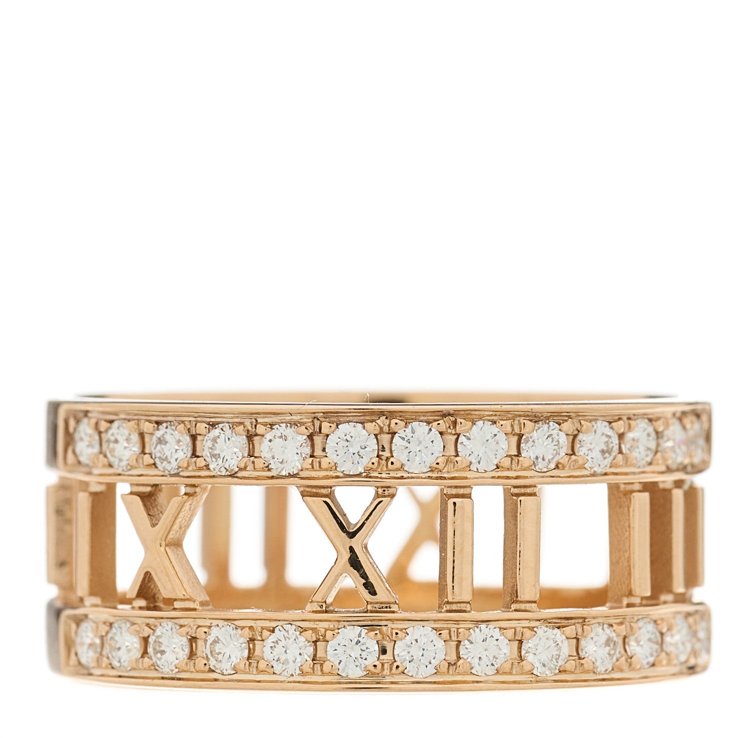 Tiffany 18K Rose Gold Diamond Wide Atlas Open Ring 58 8.5 1419509 ...