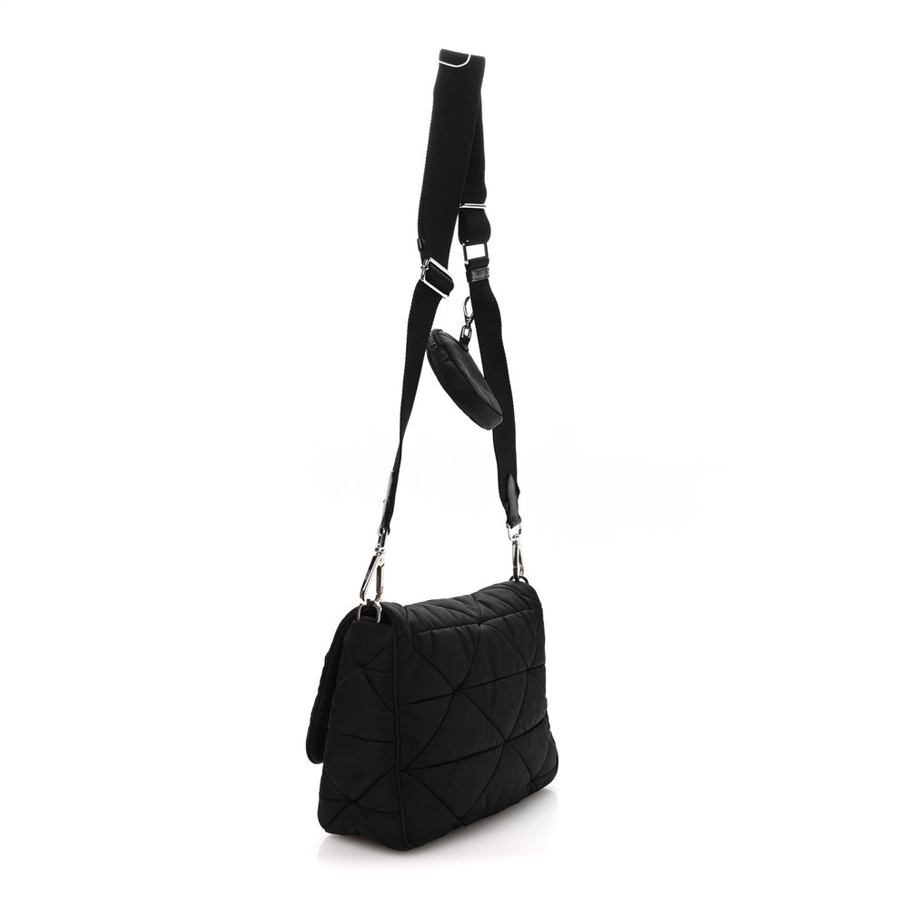 Prada Re-Nylon Quilted Padded Flap Shoulder Bag Black 1881377 ...