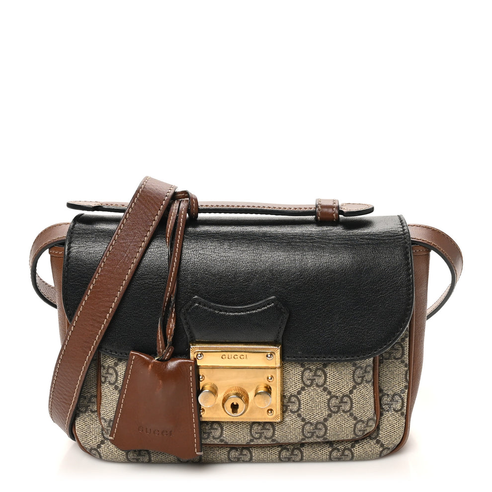 Gucci GG Supreme Monogram New Sakai Lux Calfskin Mini Padlock Flap ...