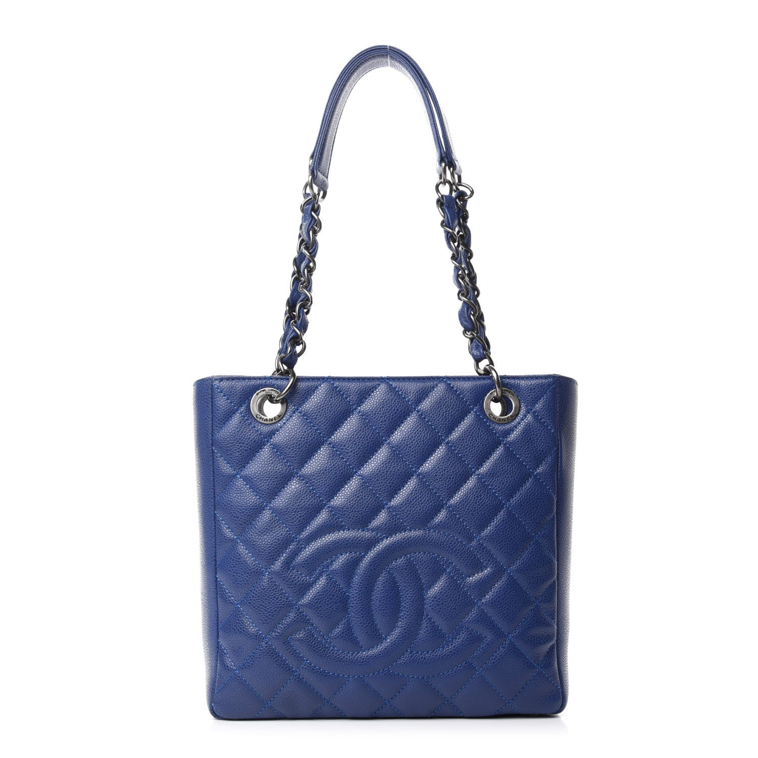 Chanel Caviar Quilted Petit Shopping Tote PST Dark Navy Blue 749319 ...