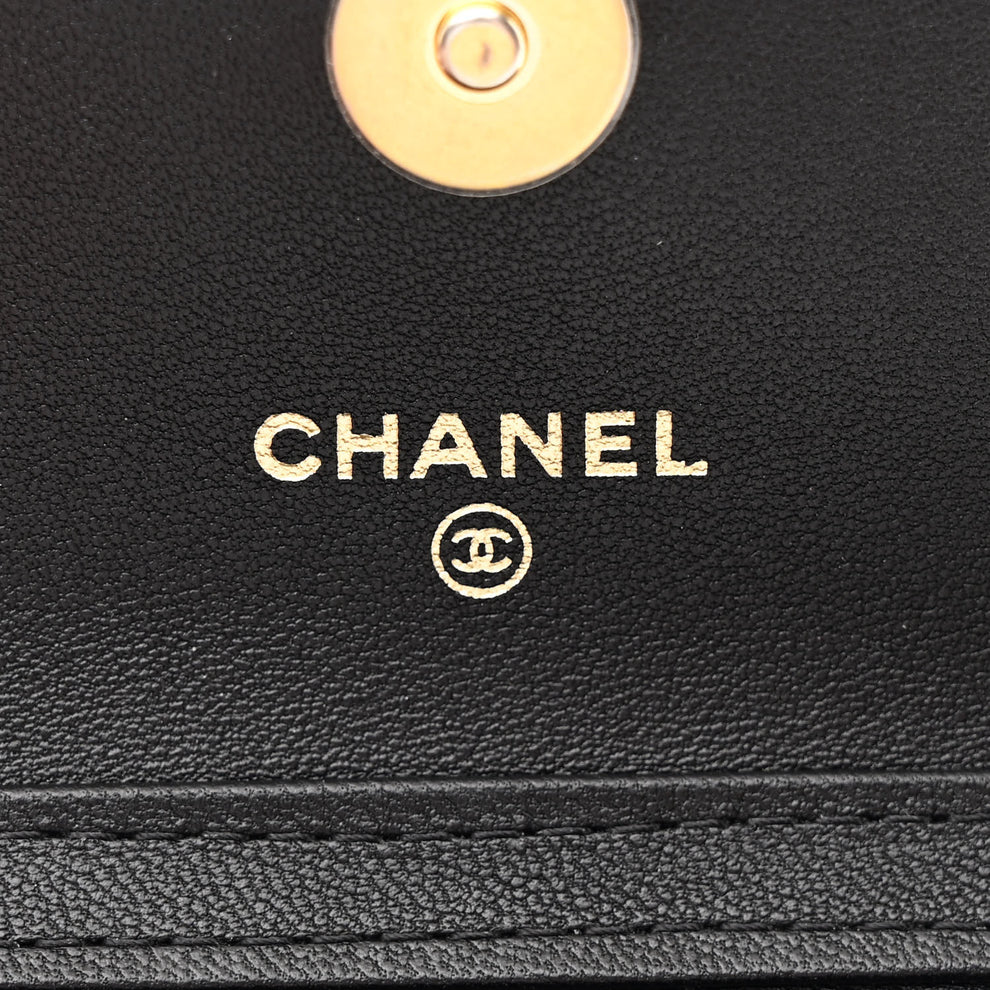 Chanel Lambskin Enamel Quilted Coco Hearts Clutch With Chain Black ...