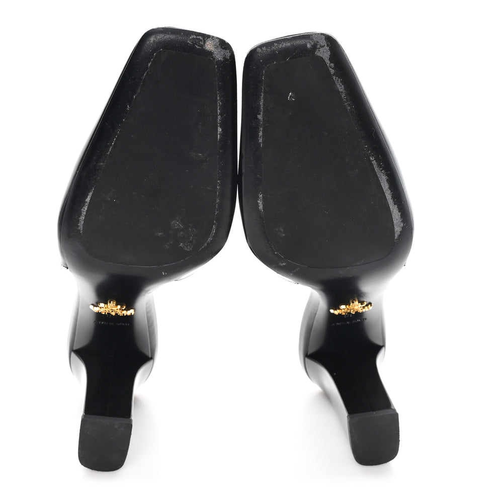 Prada Patent Calfskin Square Toe 85mm Slingback Pumps 38 Black 1784262 ...