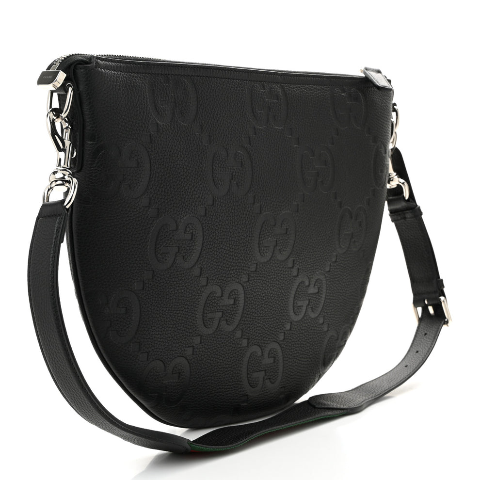Gucci GG Jumbo Calfskin Emblem Shoulder Bag Black 1755840 – FASHIONPHILE