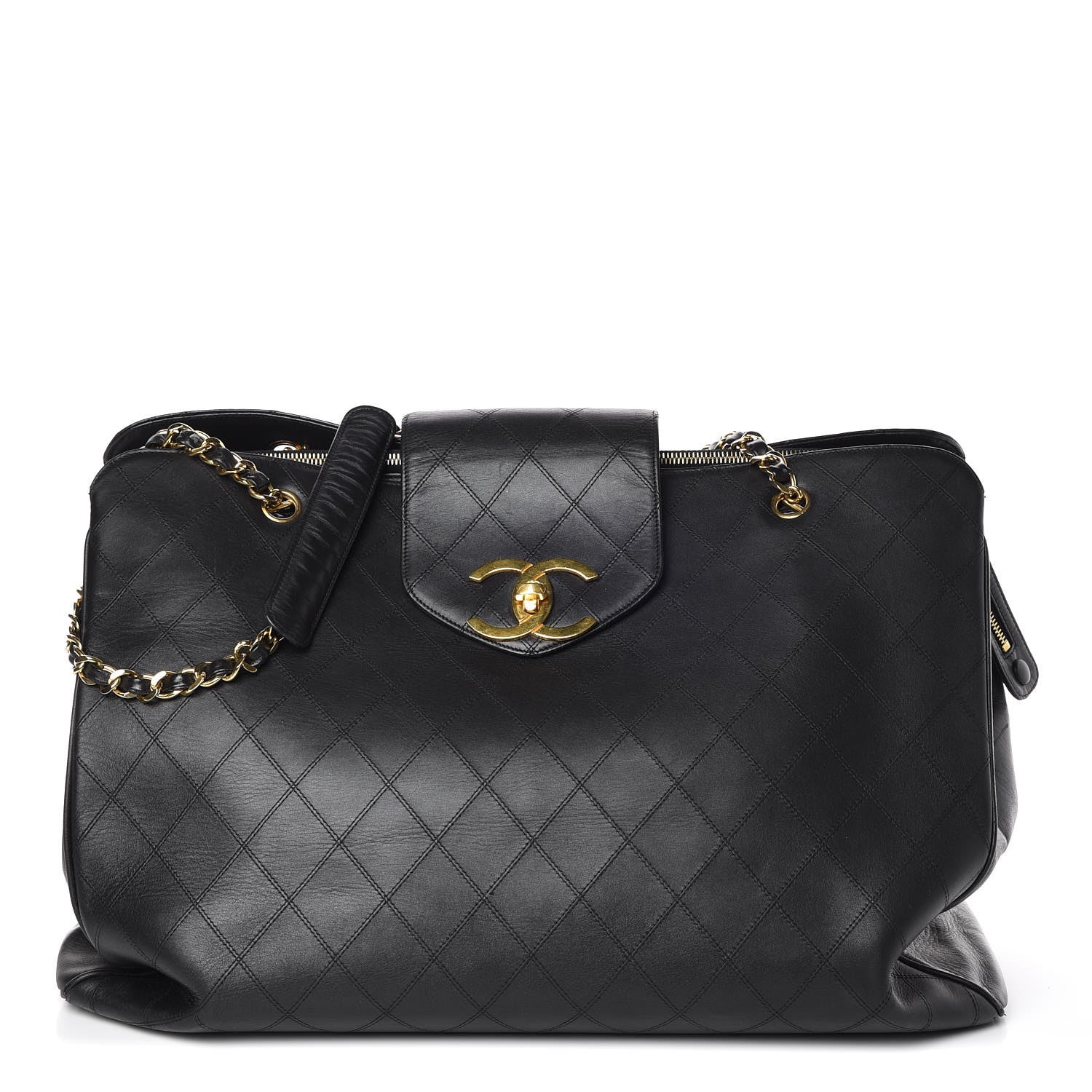 Chanel Calfskin Stitched XL Weekender Black 381593 – FASHIONPHILE