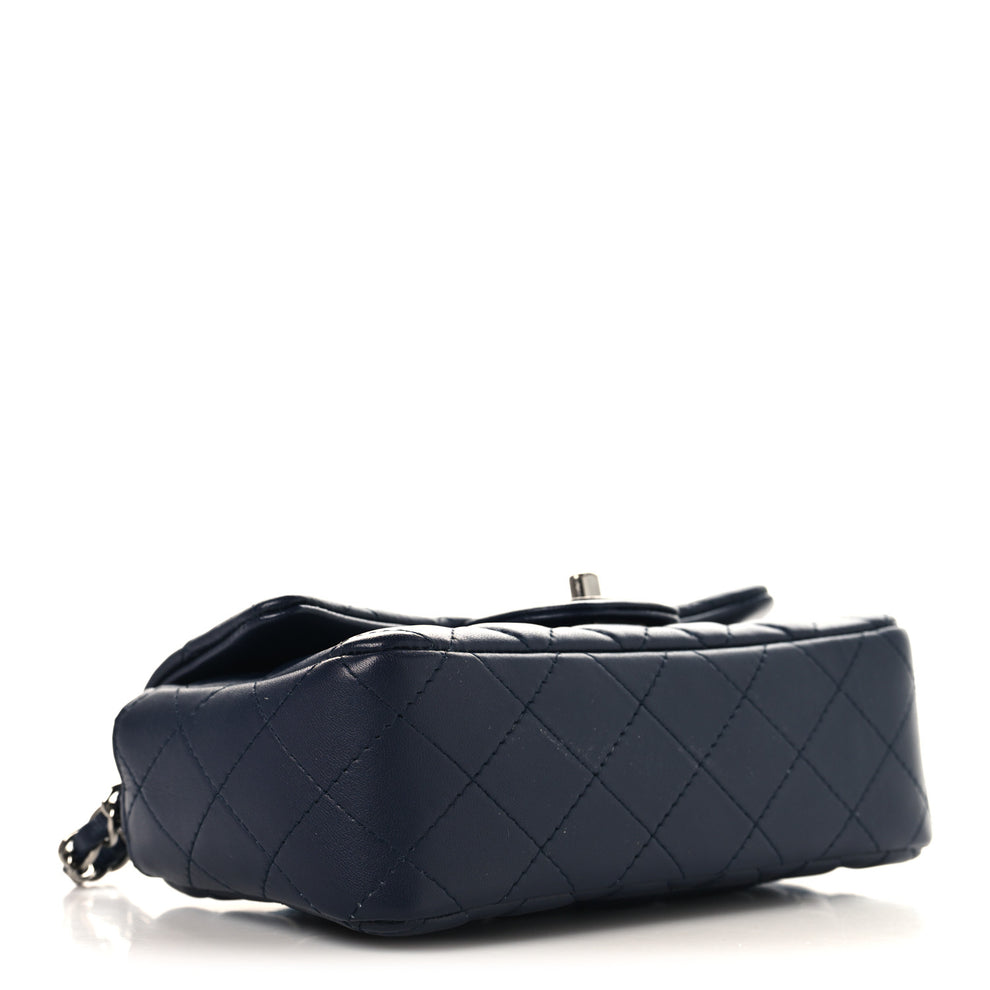 Chanel Lambskin Quilted Mini Rectangular Flap Dark Navy Blue 1888761 ...