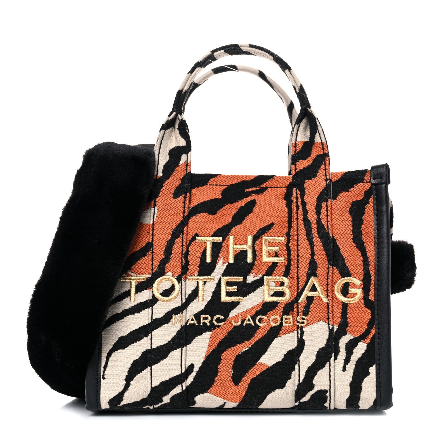 Marc Jacobs Cotton Canvas Zebra Tiger Print Mini The Traveler Tote Bag ...
