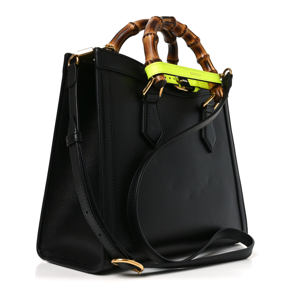 Gucci Calfskin Small Diana Tote Bag Black Yellow Fluo 1872581 ...