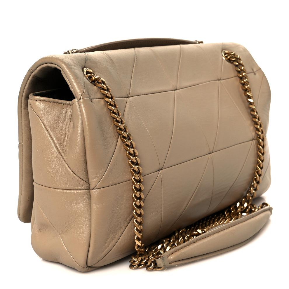 Saint Laurent Lambskin Patchwork Monogram Medium Jamie Beige 1795670 ...