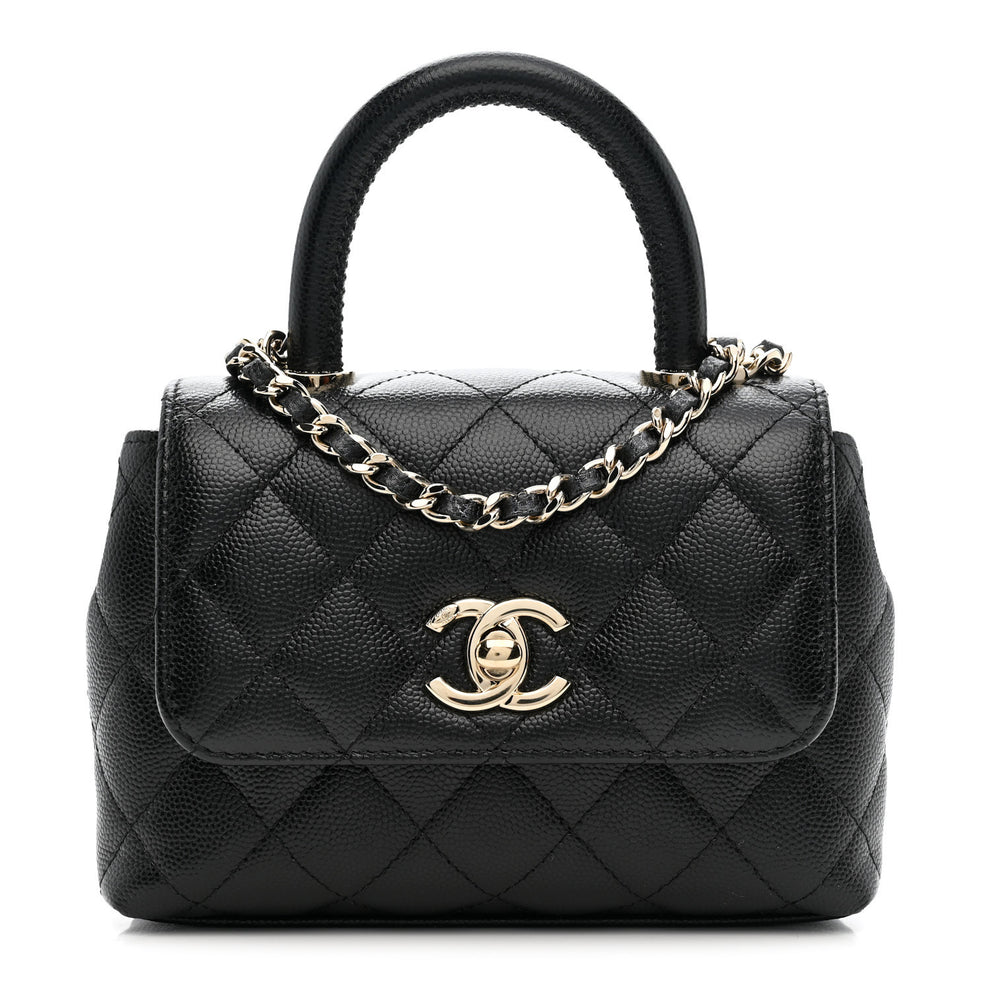 Chanel Caviar Quilted Coco Handle Clutch With Chain Black 1845975 ...