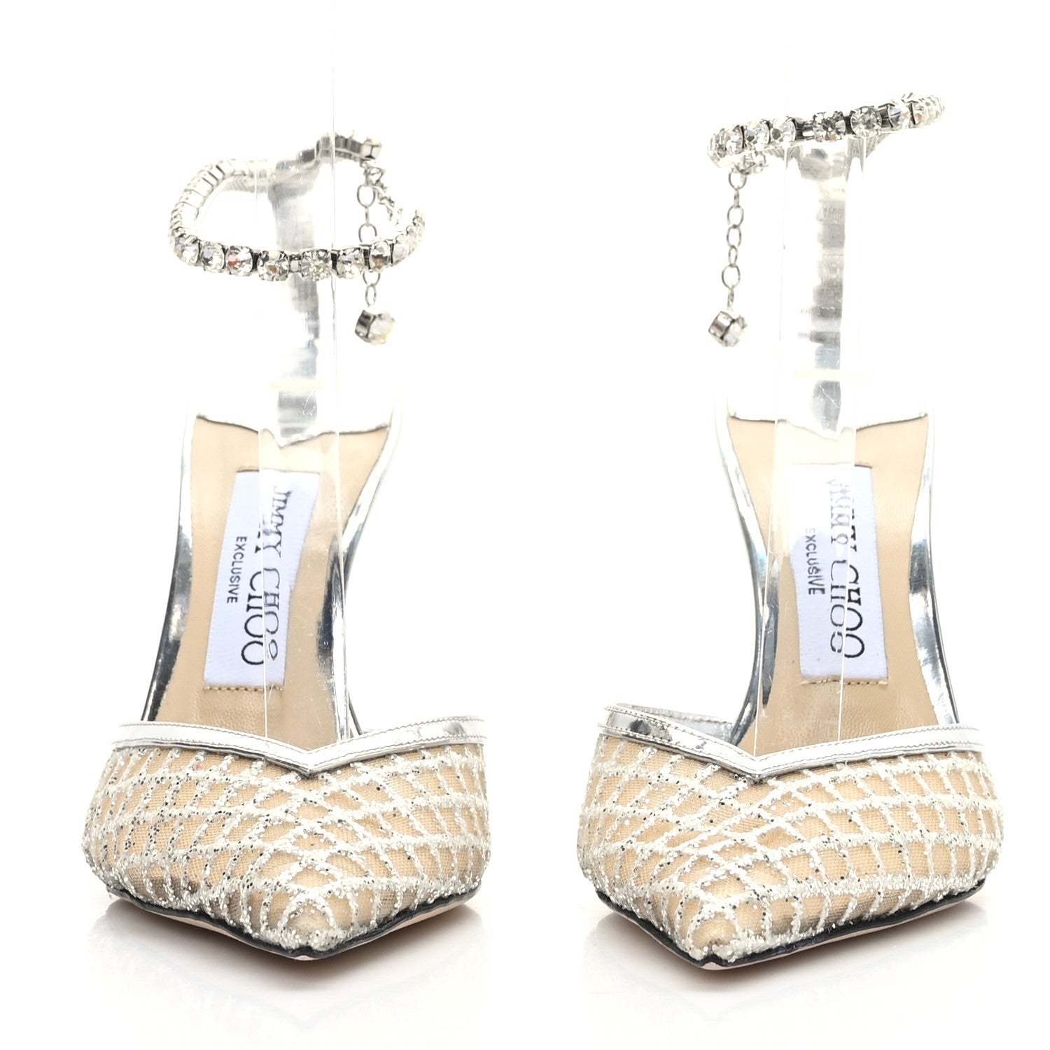 Jimmy Choo Glitter Checker Board Mesh Crystal Saeda 100 Pumps 36 ...