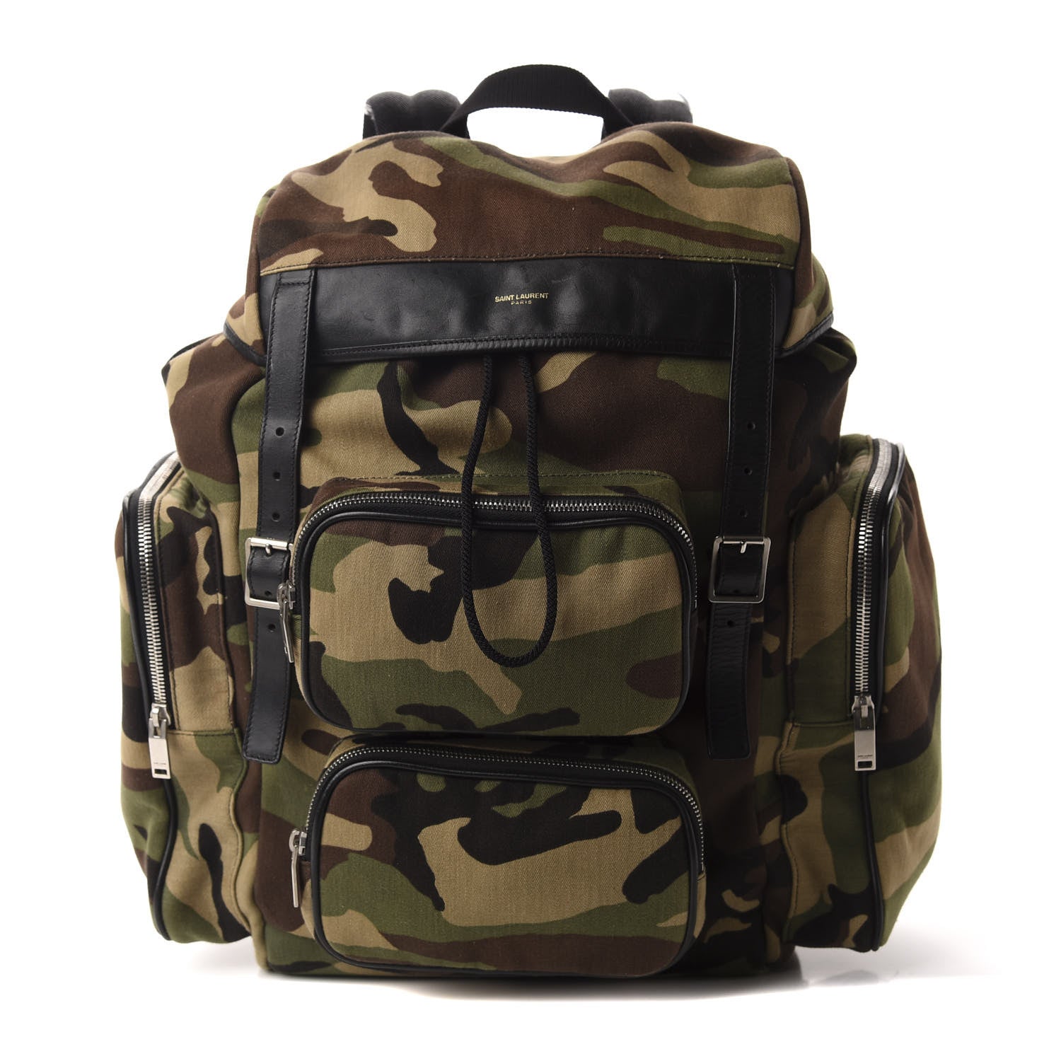 Saint Laurent Canvas Calfskin Camouflage Utilitarian Backpack Kaki ...